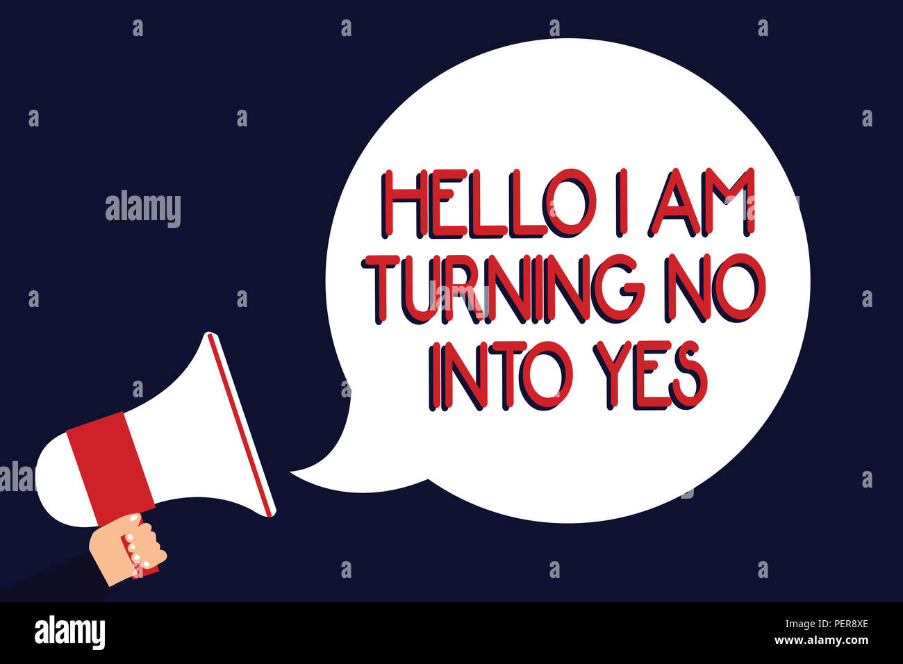 Writing note showing Hello I Am Turning No Into Yes. Business photo ...