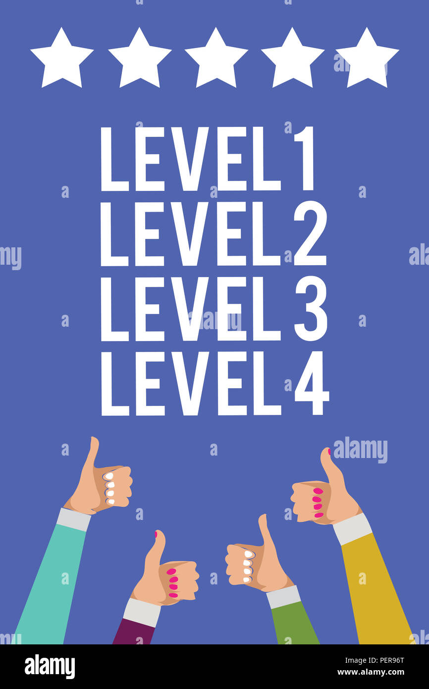 Text sign showing Level 1 Level 2 Level 3 Level 4. Conceptual photo ...