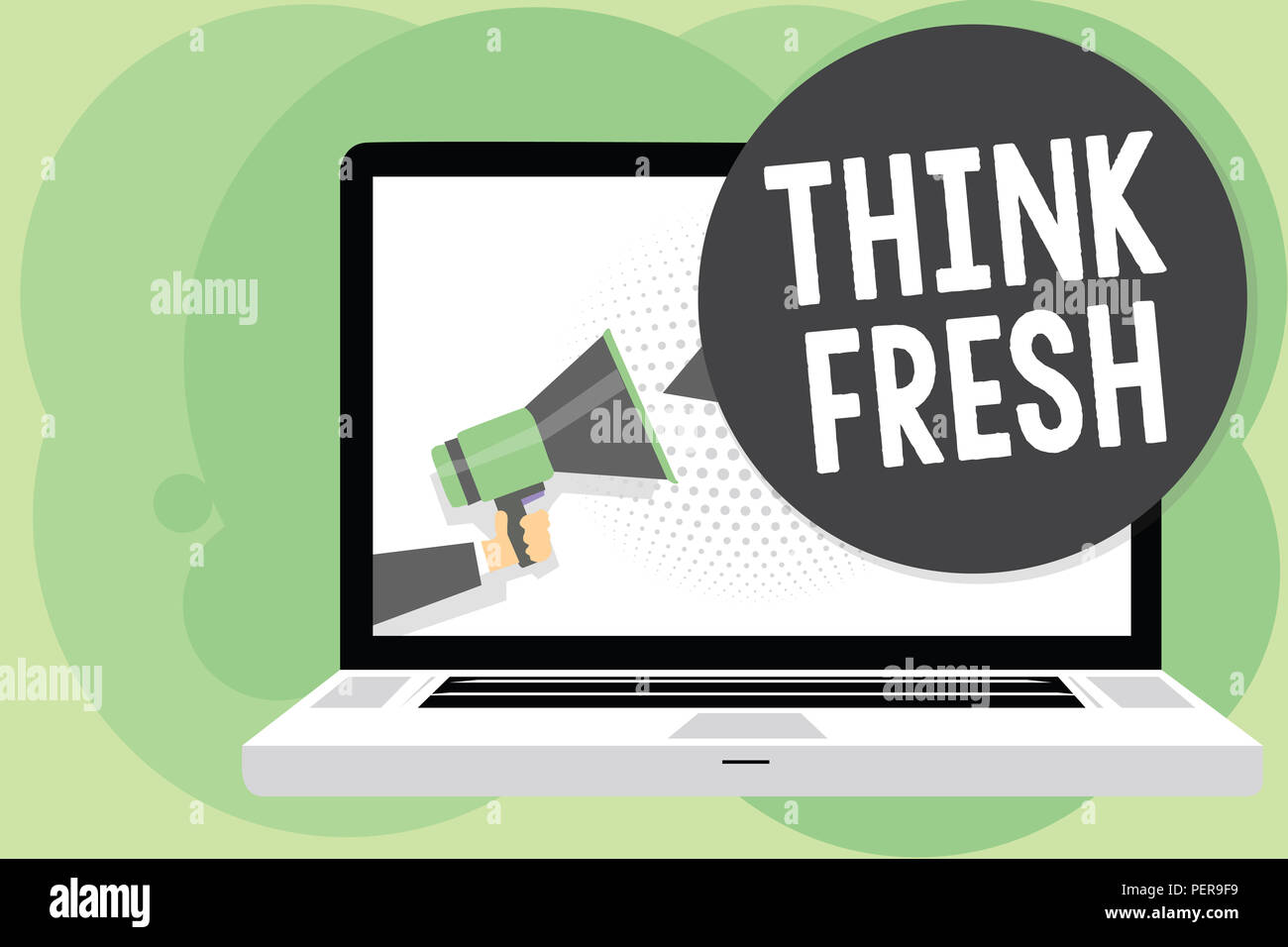 Text sign showing Think Fresh. Conceptual photo Thinking on natural ...