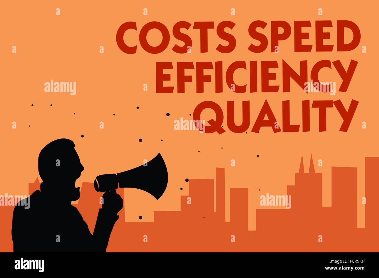 Text sign showing Costs Speed Efficiency Quality. Conceptual photo ...