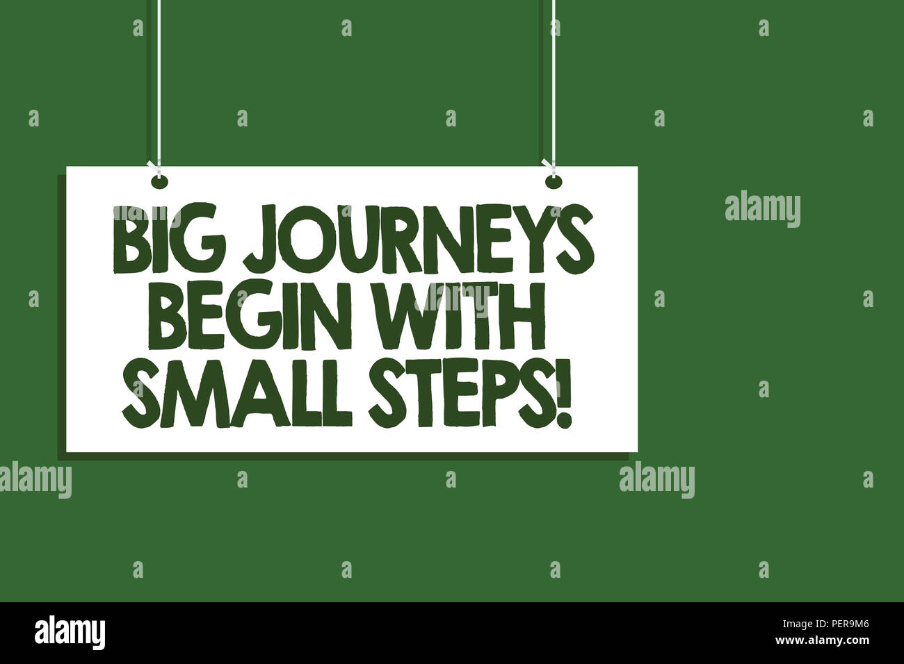 Writing note showing Big Journeys Begin With Small Steps. Business ...