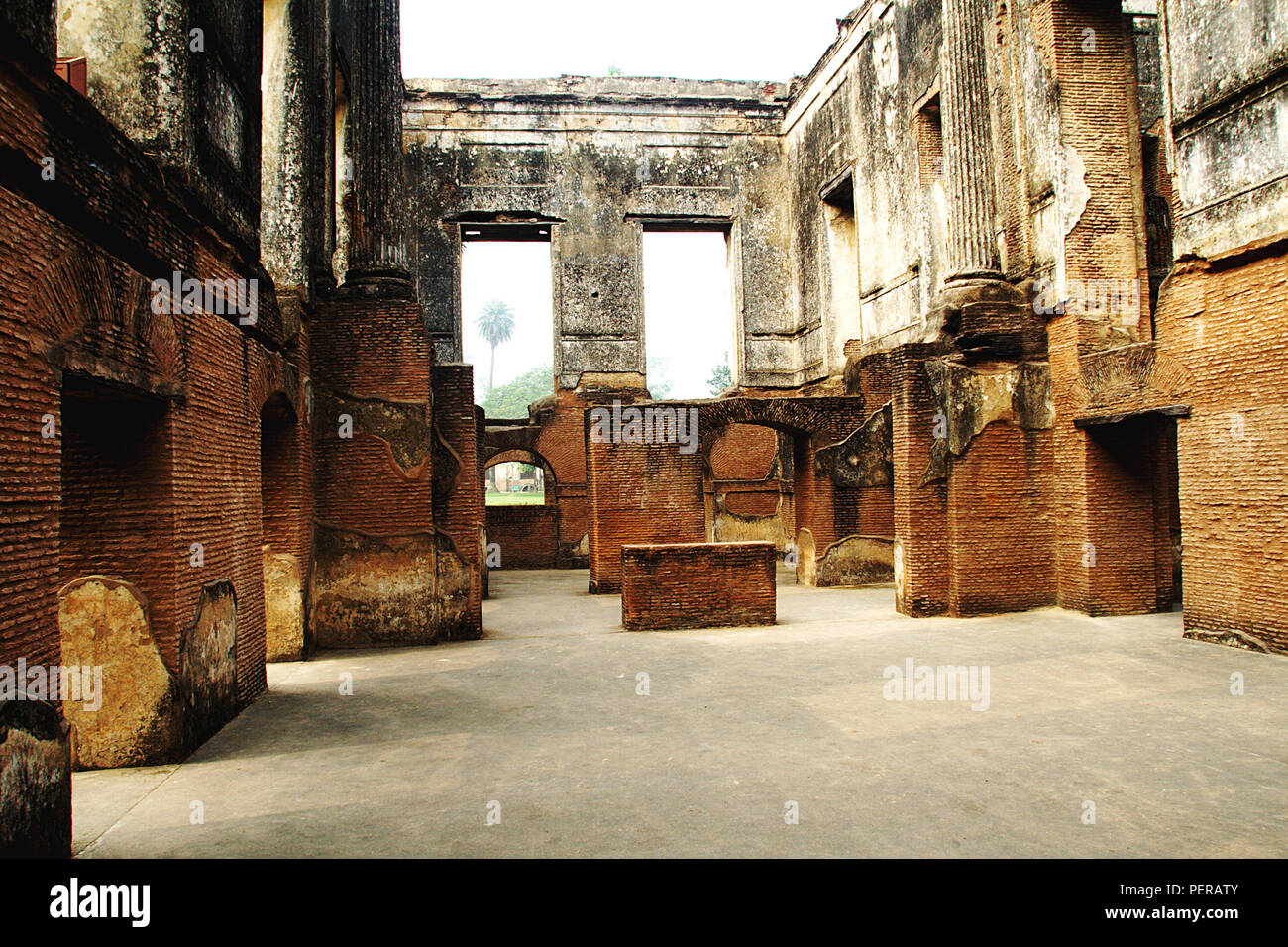 Roofless, dilapidated interior of historical Residency building in ...