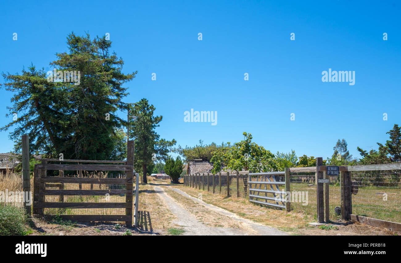 California Sonoma countryside in summer with fence and farms Stock ...