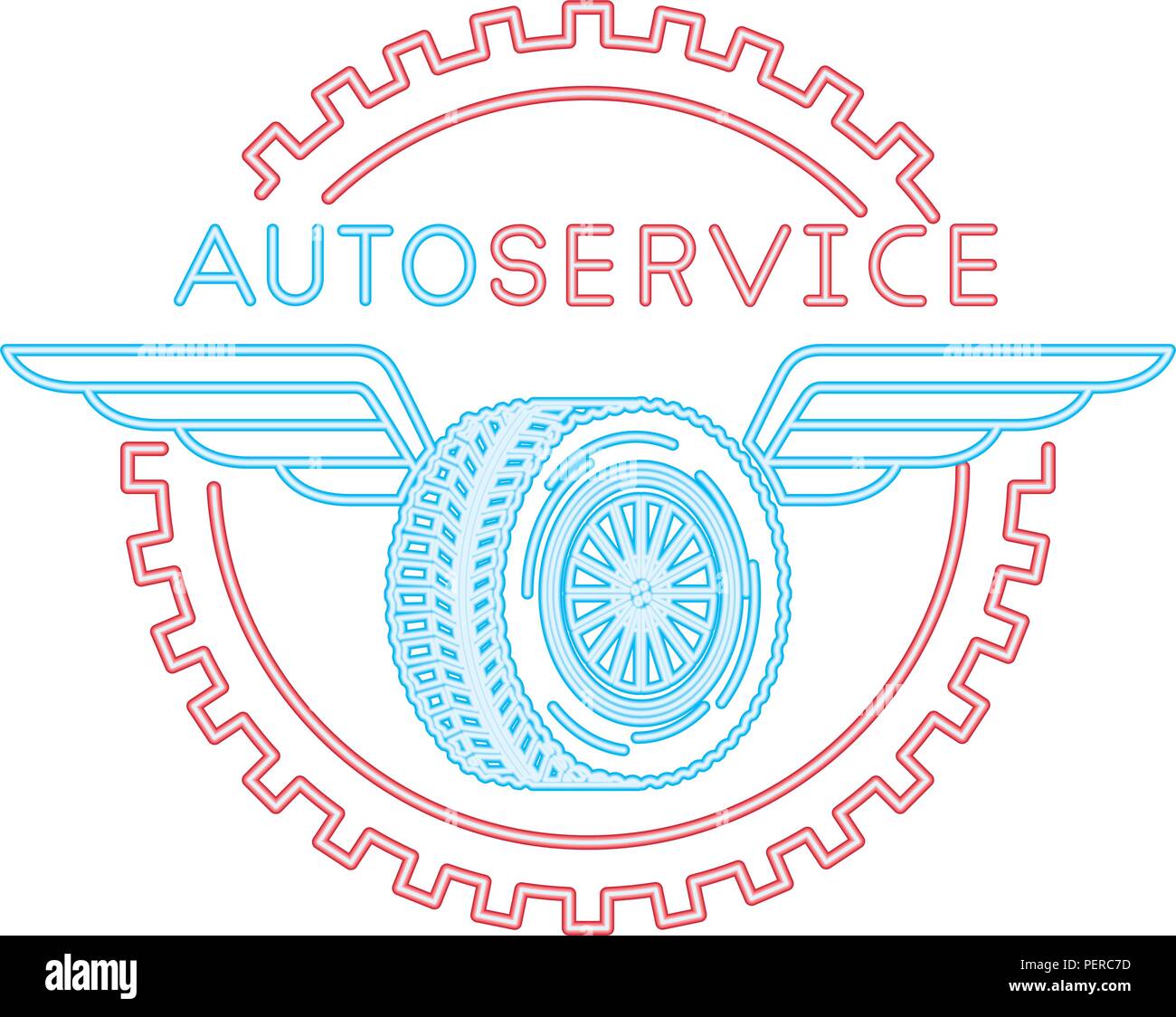 auto service wheel car wings gear technician Stock Vector Image & Art ...