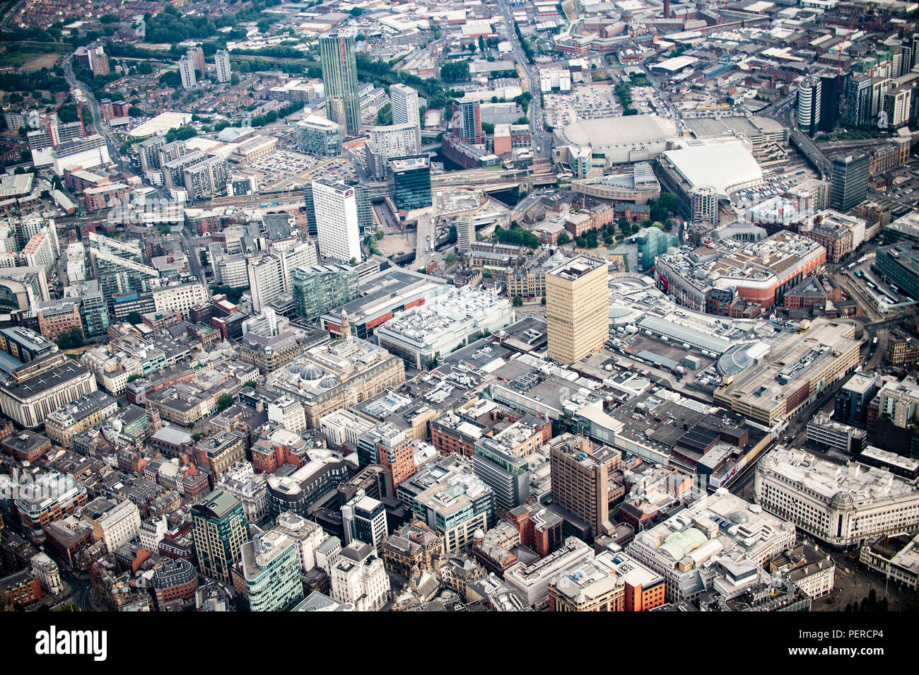 Manchester City Centre aerial photo Stock Photo - Alamy