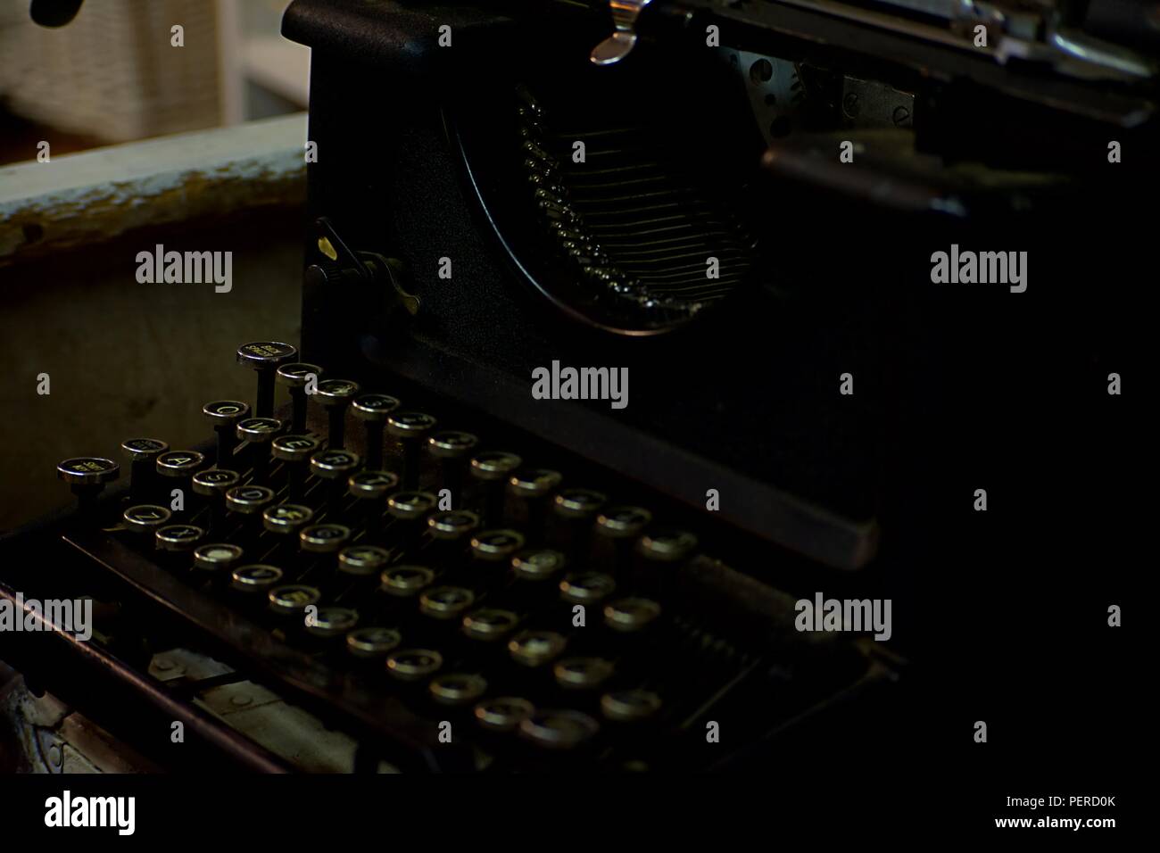 Side of Old Typewriter Stock Photo - Alamy