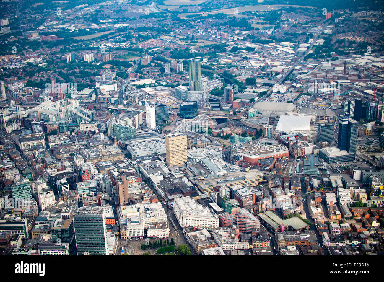 Manchester City Centre aerial photo Stock Photo - Alamy