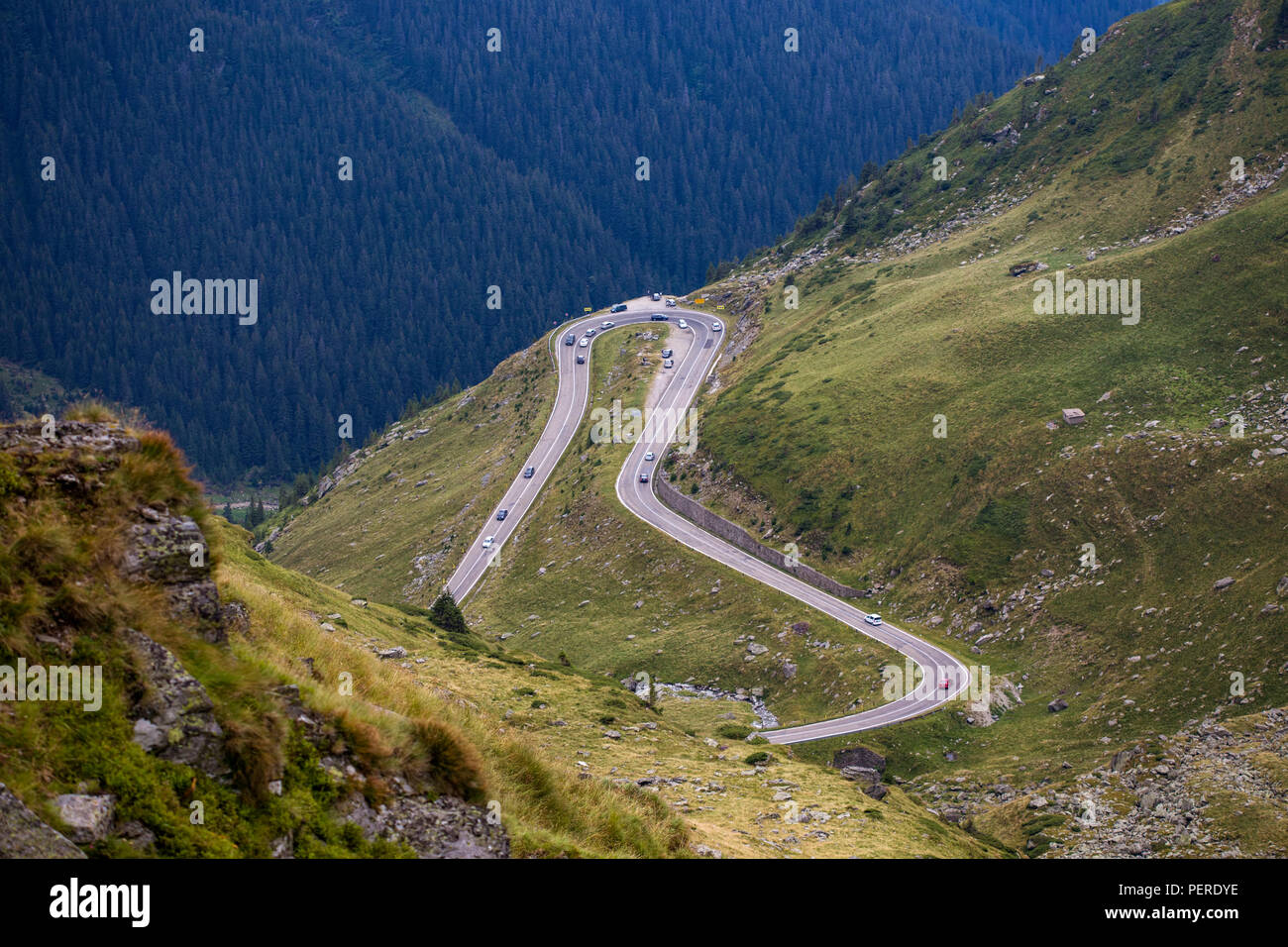 Transfagarasan Road Romania - Mountain road in Fagaras Mountains with a ...