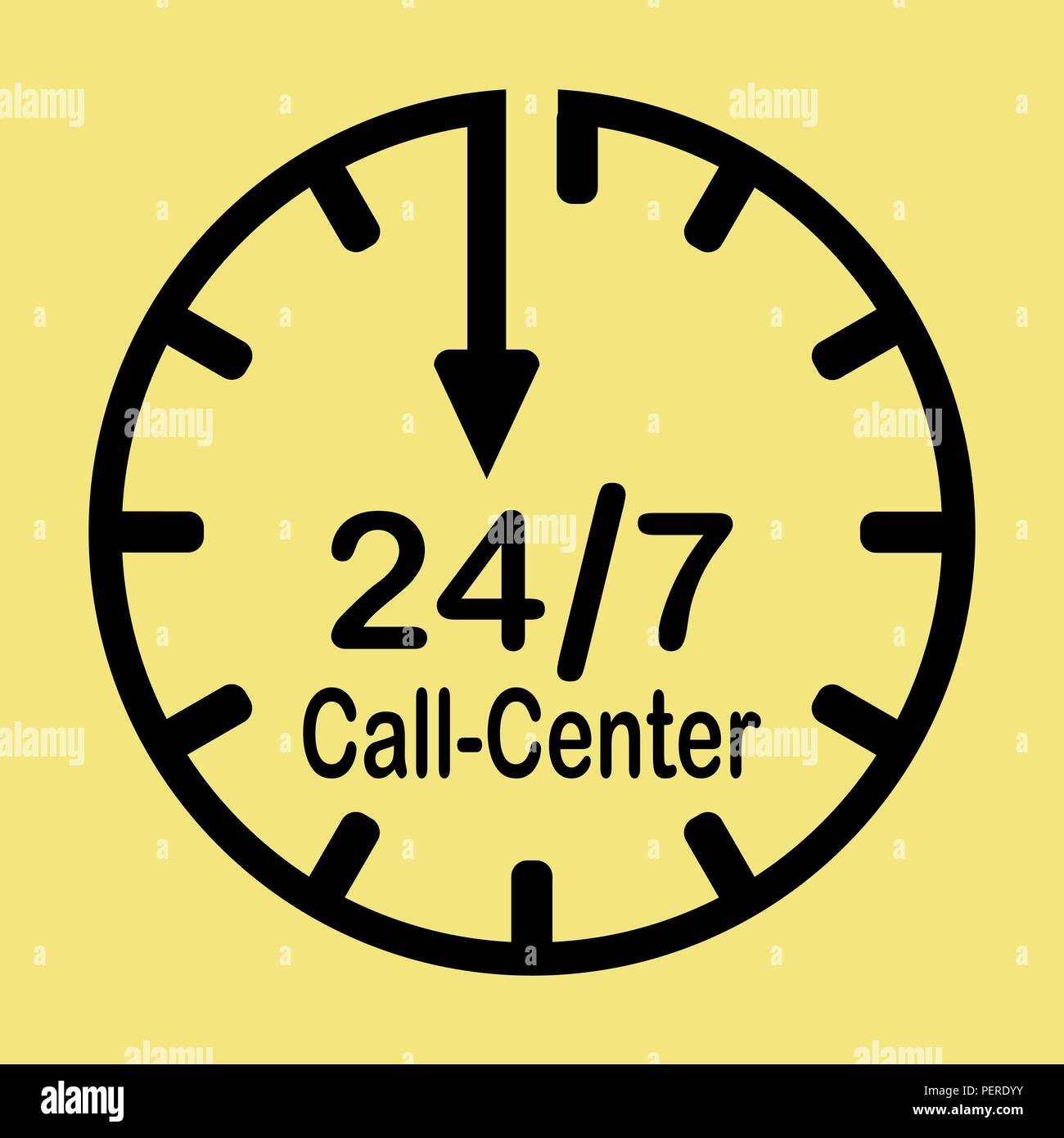 Vector icon 24/7 Call-Center on a yellow background Stock Vector Image ...