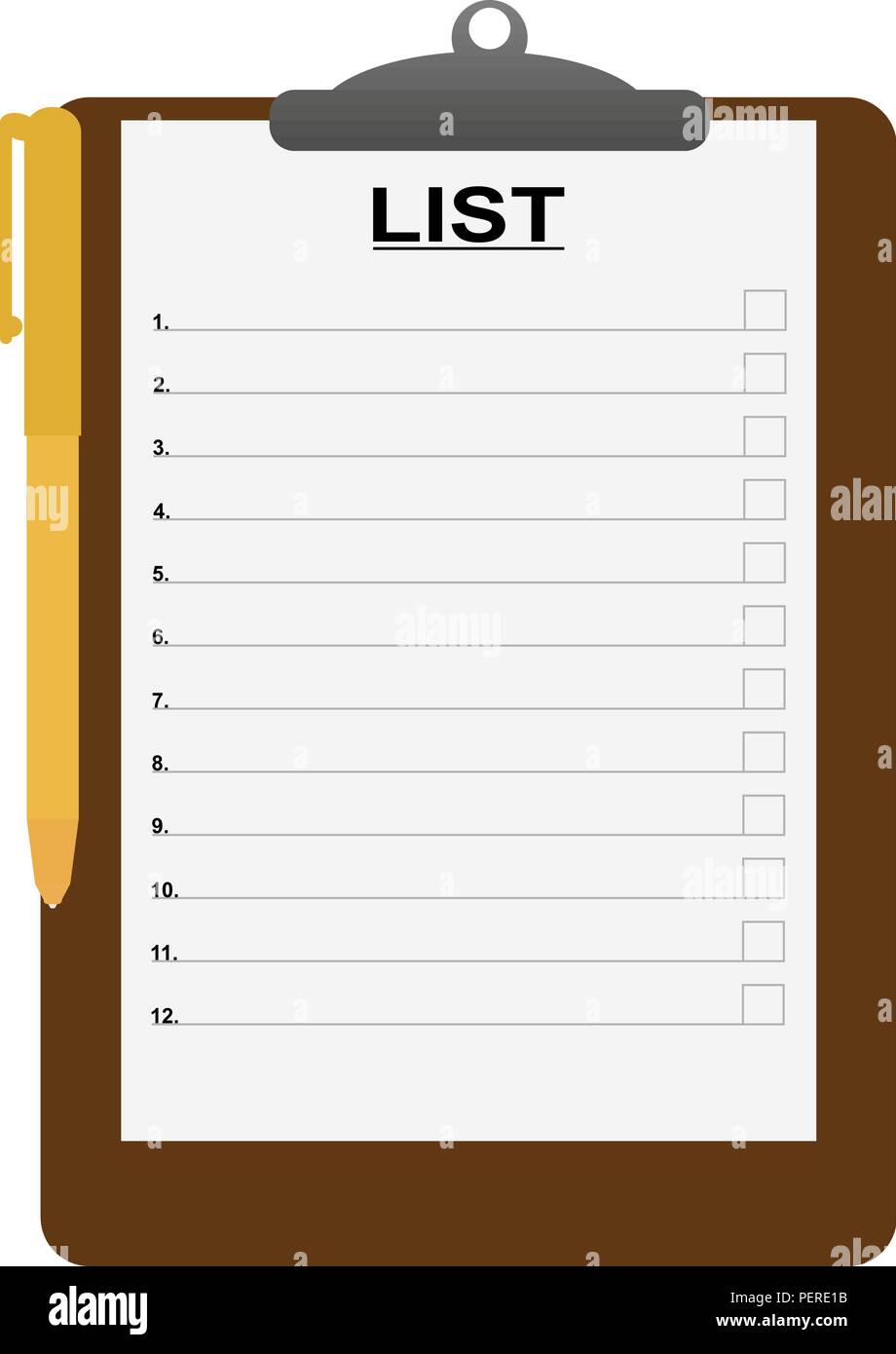 On the clerical holder for documents, a sheet with the inscription LIST ...