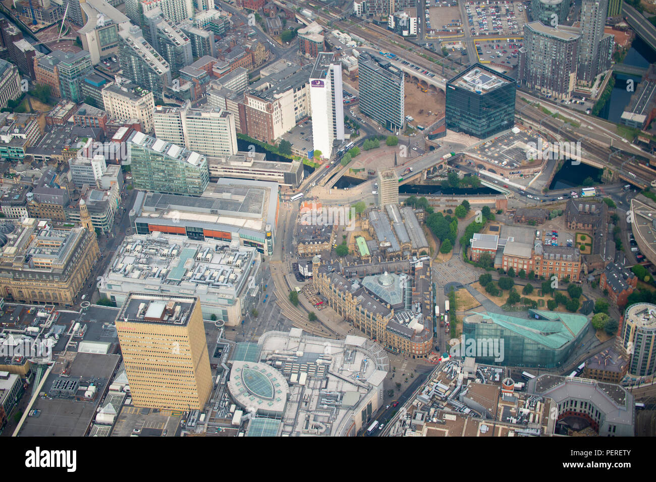 Manchester City Centre aerial photo Stock Photo - Alamy