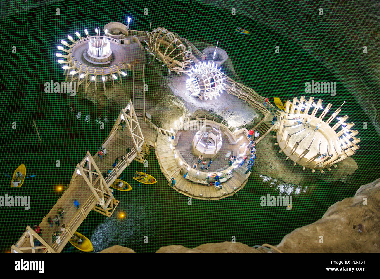 Interior of the Salina Turda salt mine in the city of Turda ...