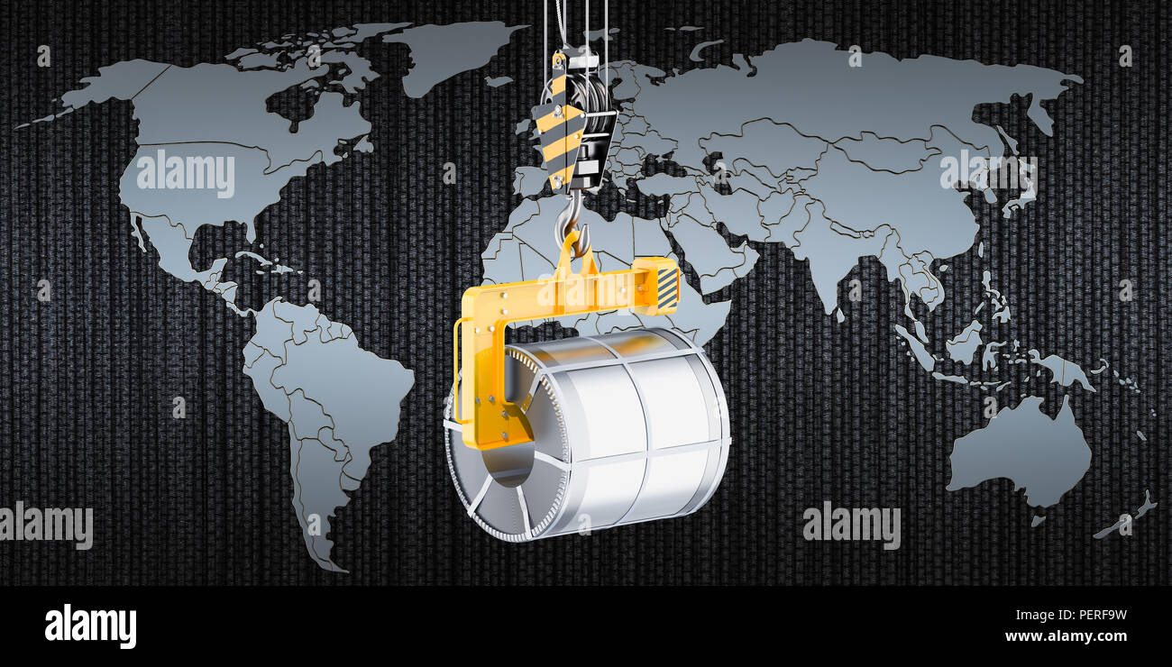 Global trade of steel coils concept, 3D rendering Stock Photo - Alamy