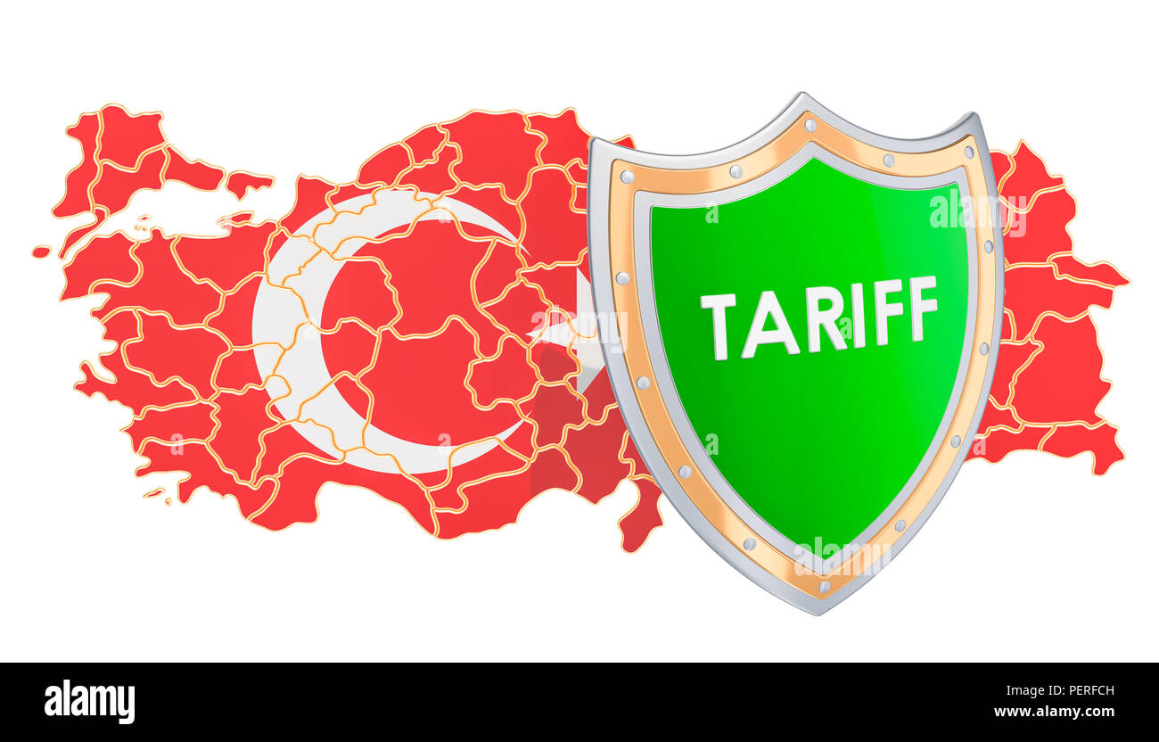 Turkish protective tariffs for lira concept, 3D rendering isolated on ...