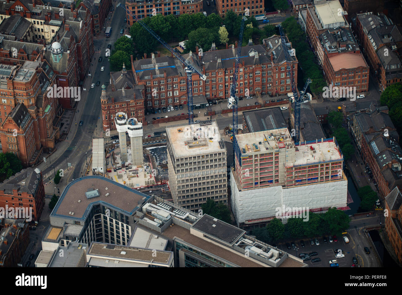 Manchester City Centre aerial photo Stock Photo - Alamy