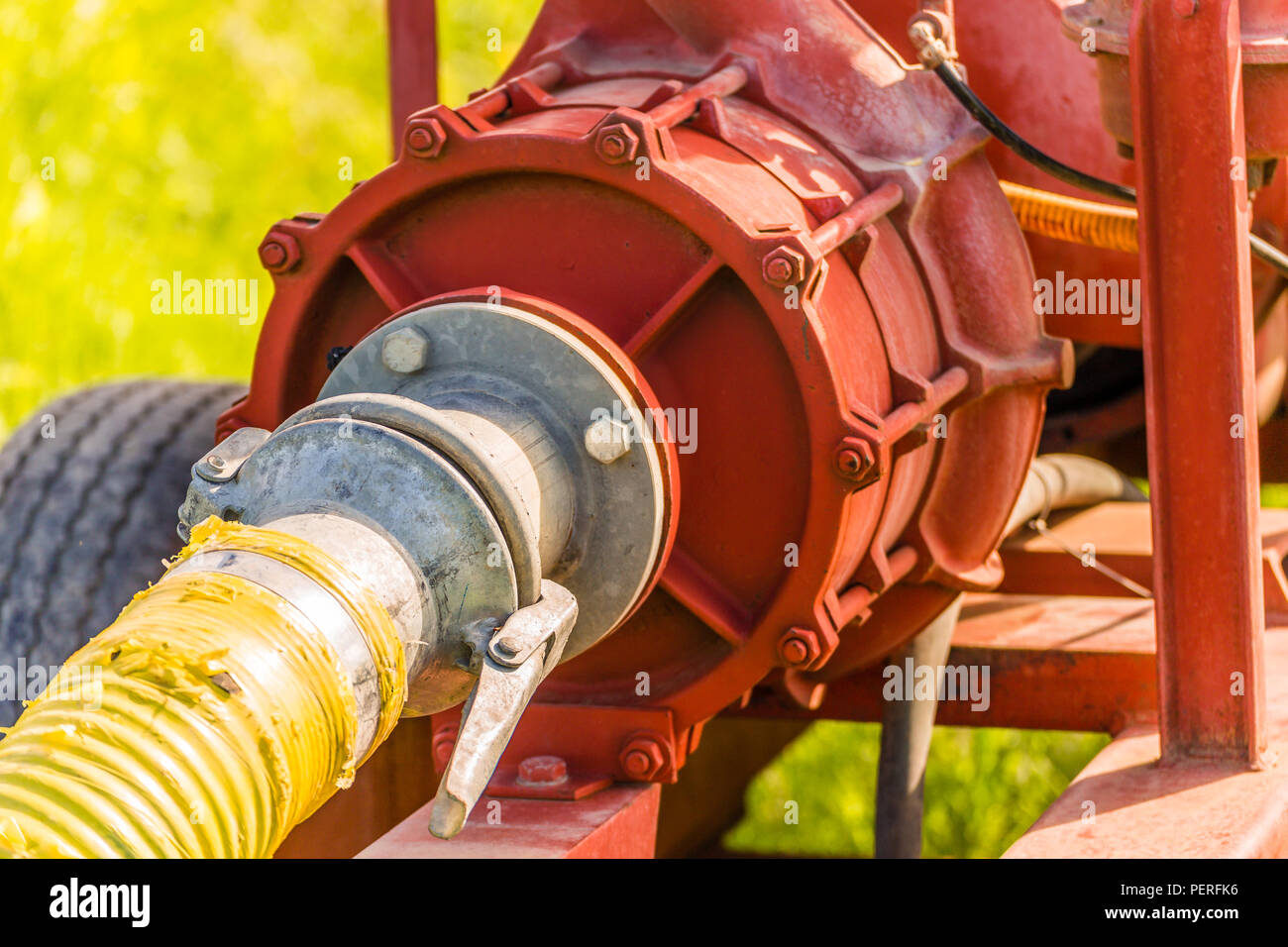 Closeup of irrigation pipe connected to drainage pump Stock Photo - Alamy