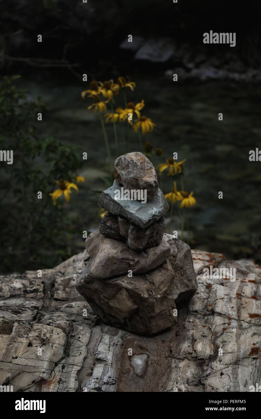 Rock Stacking in the Woods Stock Photo - Alamy