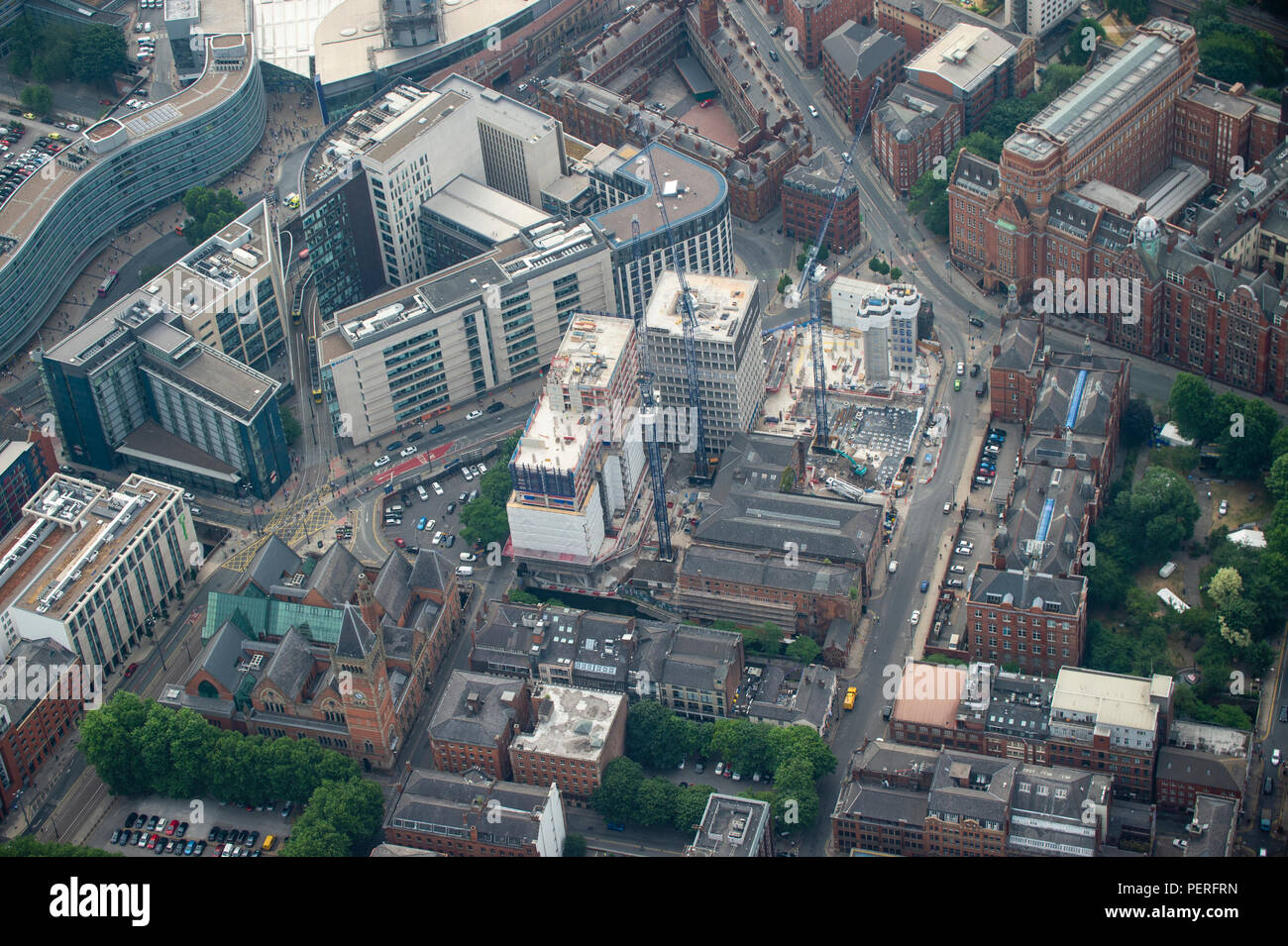 Manchester City Centre aerial photo Stock Photo - Alamy