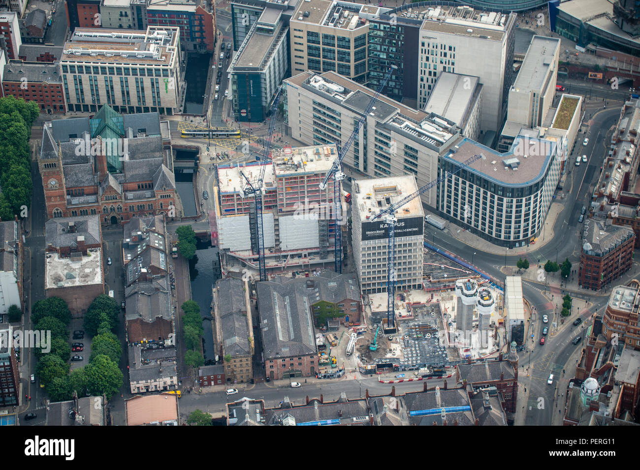 Manchester City Centre aerial photo Stock Photo - Alamy
