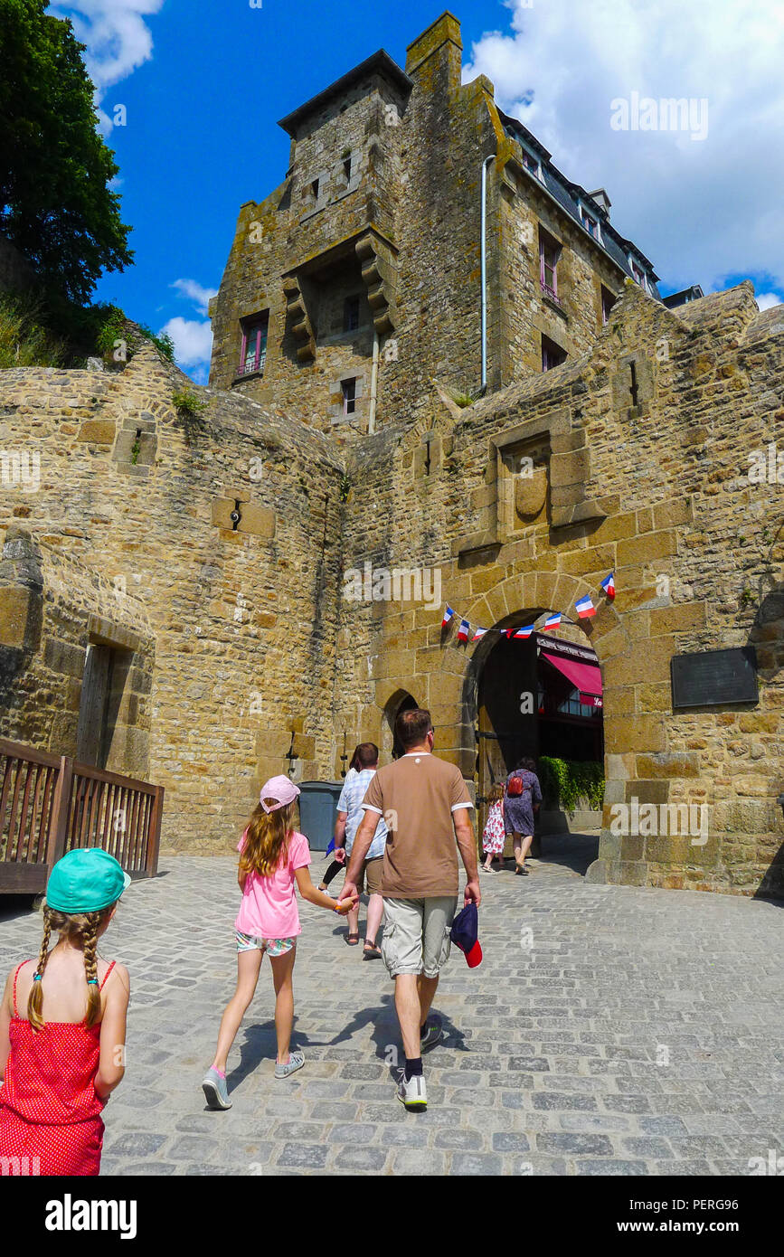 Stone walls, medieval building, world famous mont st michel Normandy ...