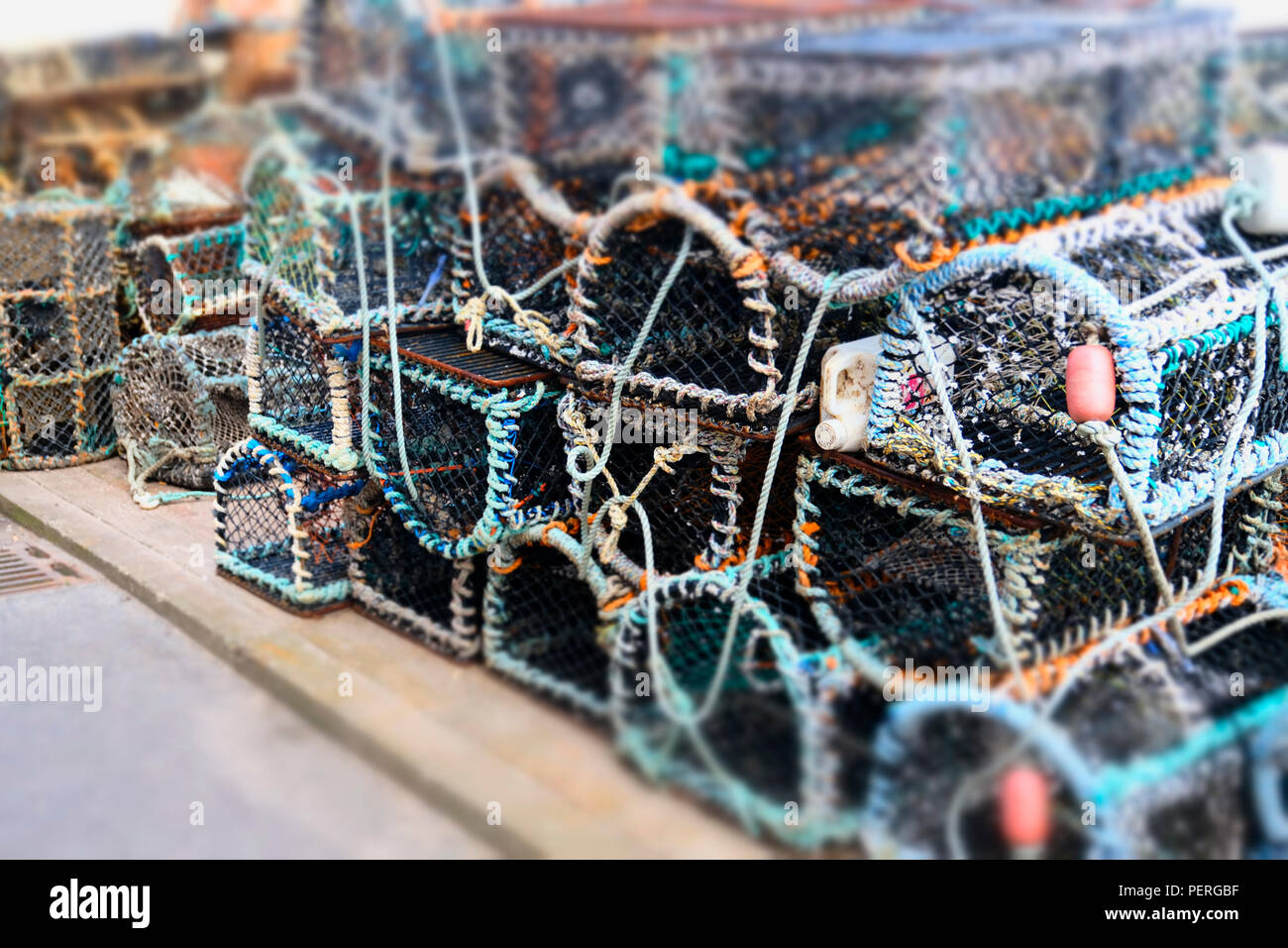 Lobster pots fish boxes hi-res stock photography and images - Alamy