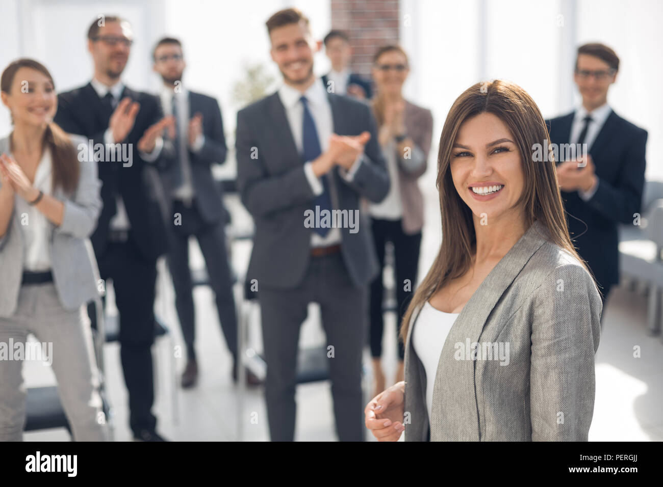 successful business woman standing in conference room Stock Photo - Alamy