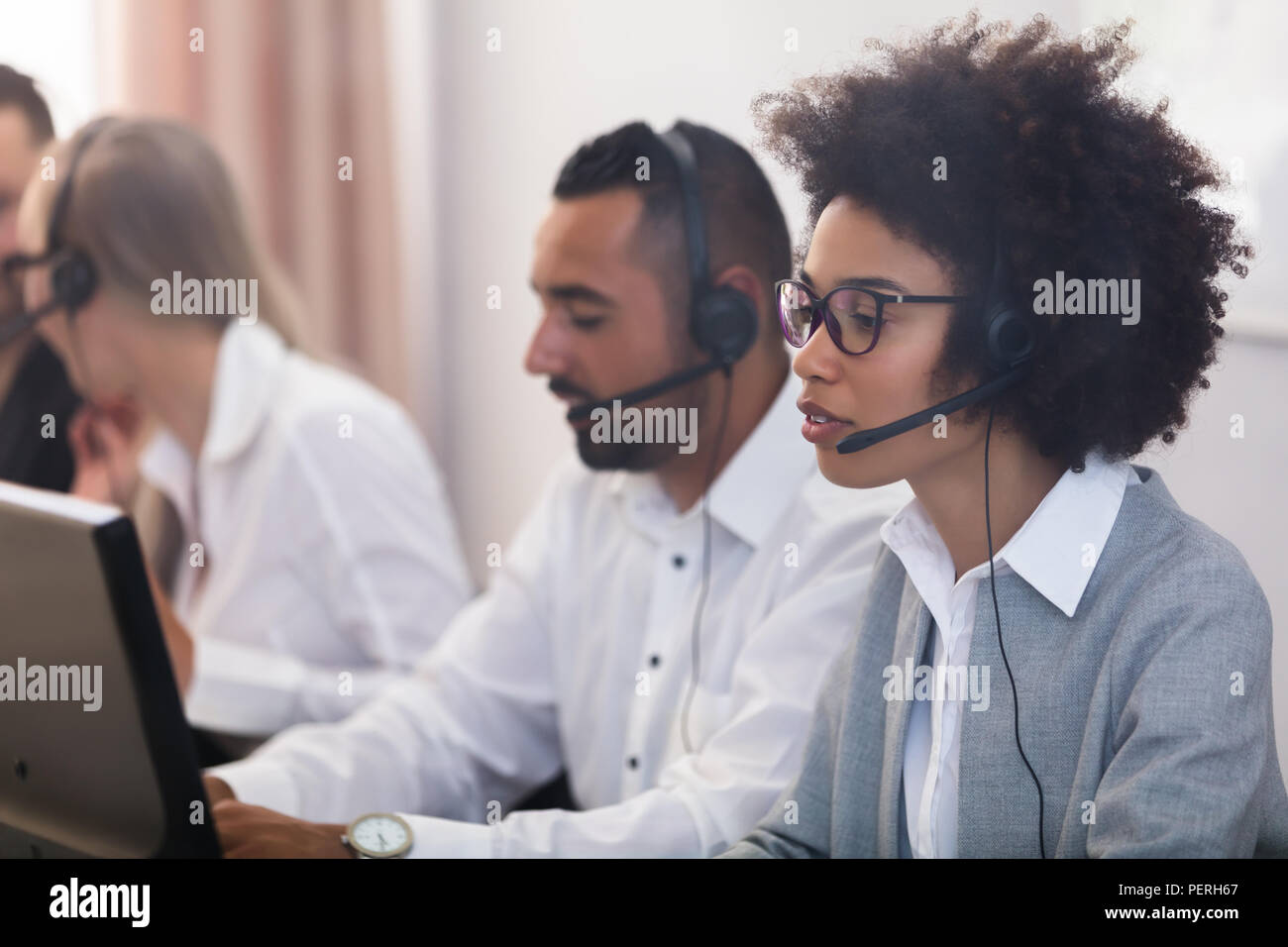 African american black female telemarketer service hi-res stock ...