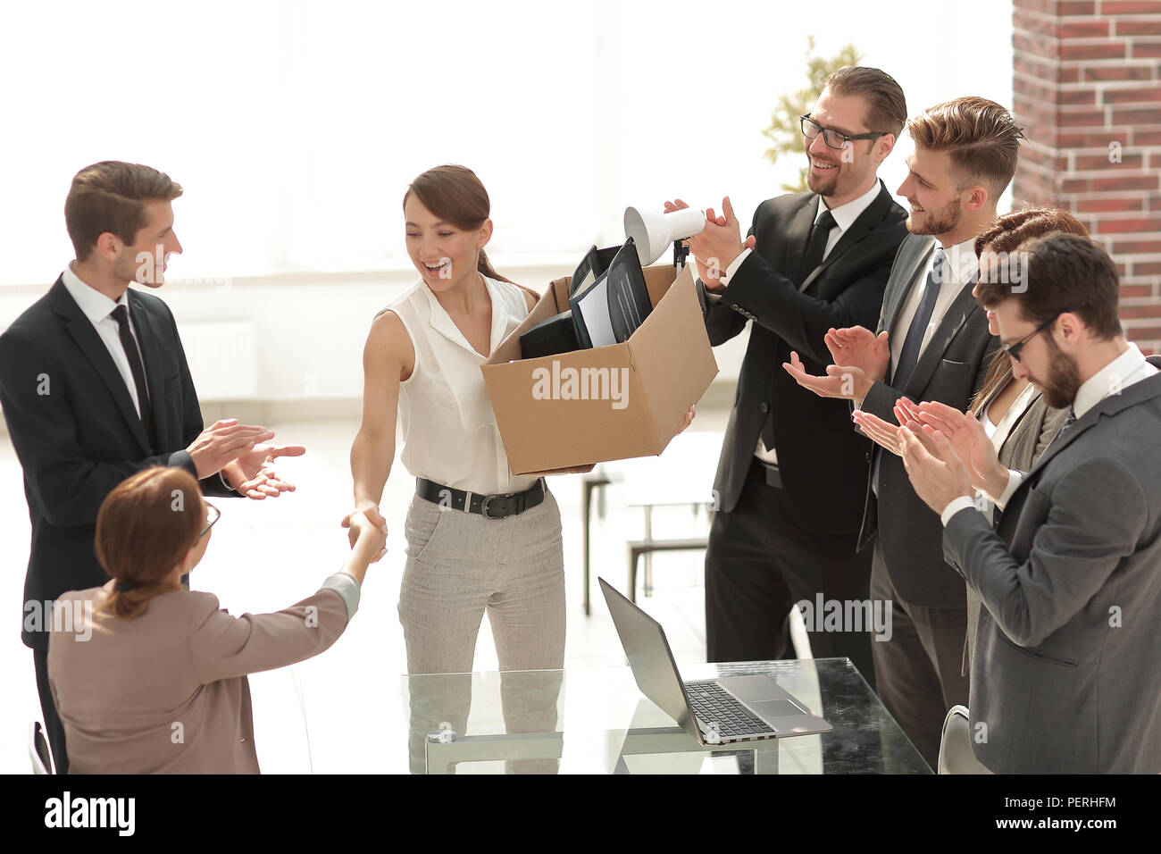 Business team welcomes new employee hi-res stock photography and images ...