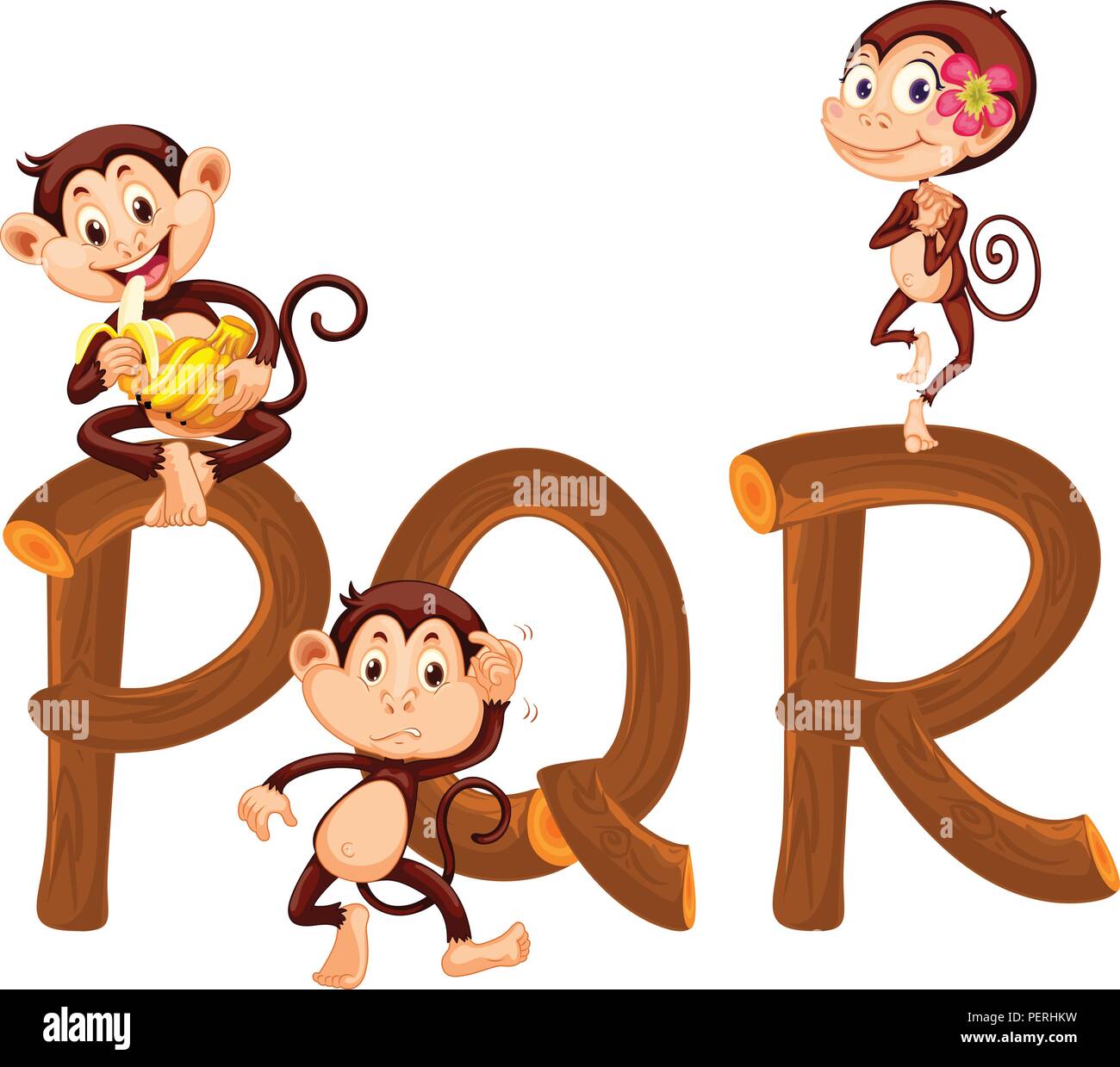 Monkeys on english alphabet illustration Stock Vector Image & Art - Alamy
