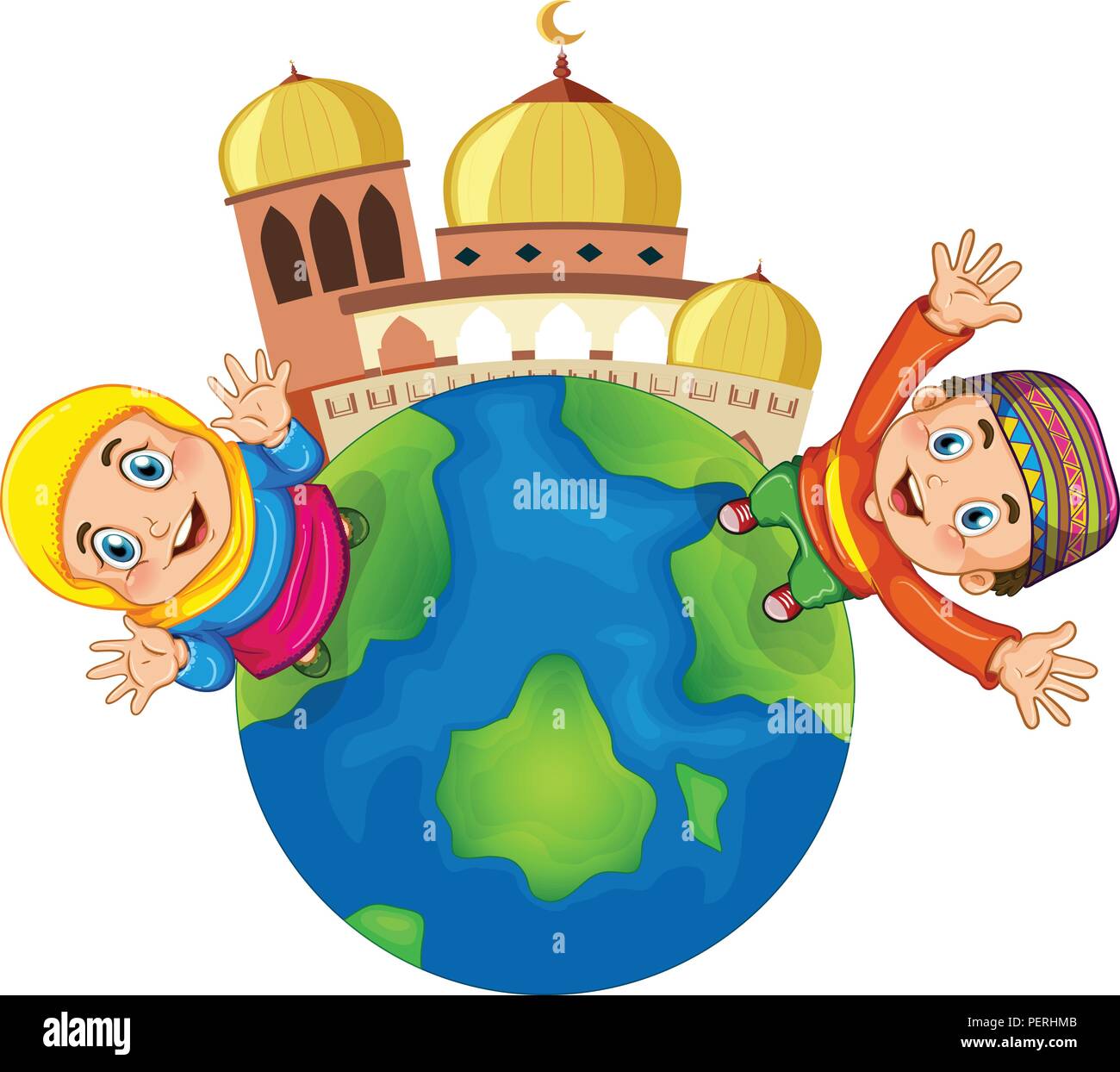 Muslim children at mosque illustration Stock Vector Image & Art - Alamy