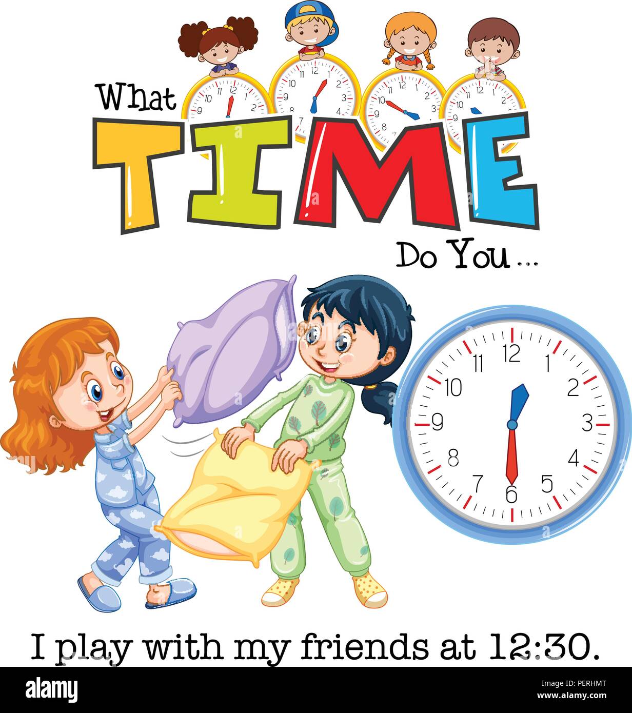 Children clock and time illustration Stock Vector Image & Art - Alamy