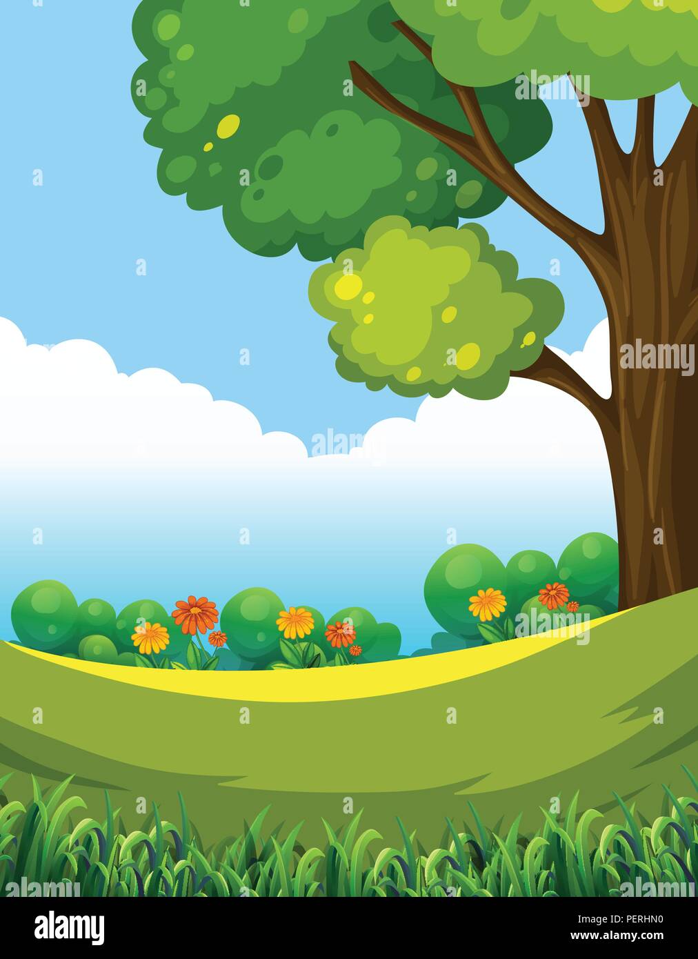 A beautiful green nature landscape illustration Stock Vector Image ...