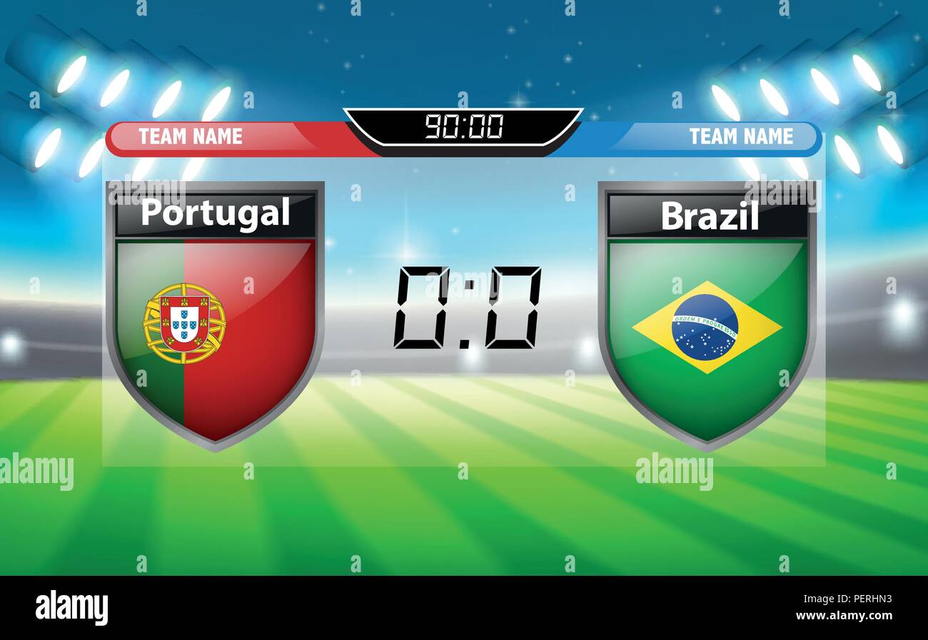 Portugal VS Brazil scoreboard illustration Stock Vector Image & Art - Alamy