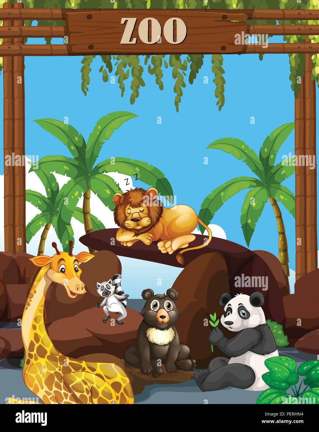 Wild animals at the zoo illustration Stock Vector Image & Art - Alamy
