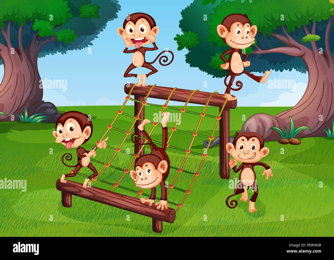 Cartoon Monkey Swinging From Tree Game