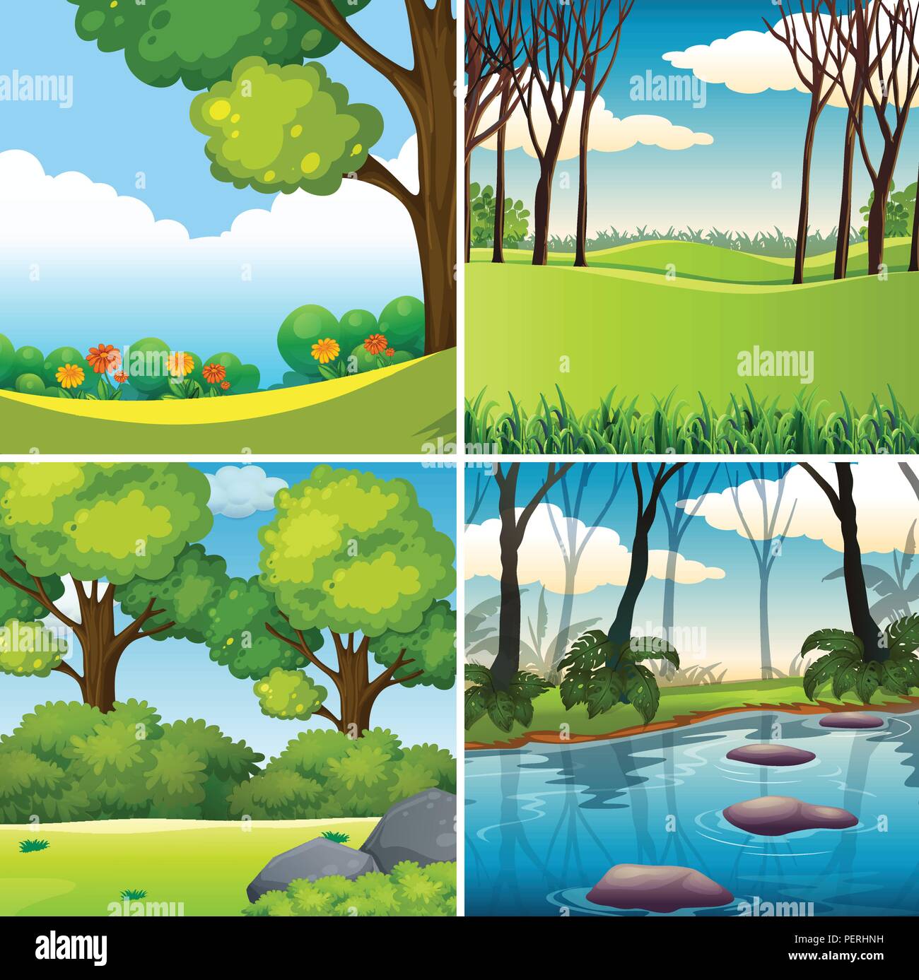 A set of nature landscape illustration Stock Vector Image & Art - Alamy