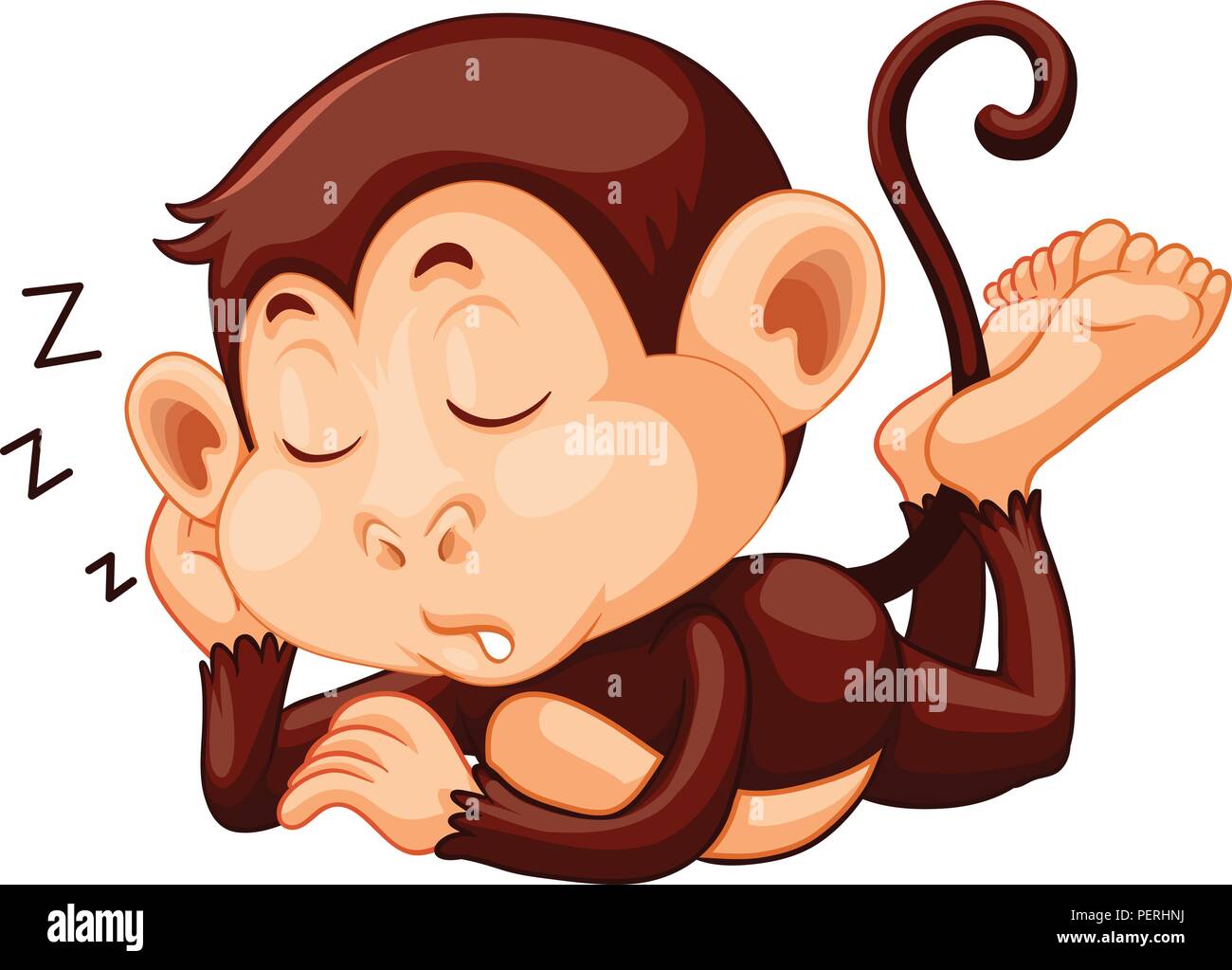 A monkey sleeping on white background illustration Stock Vector Image ...