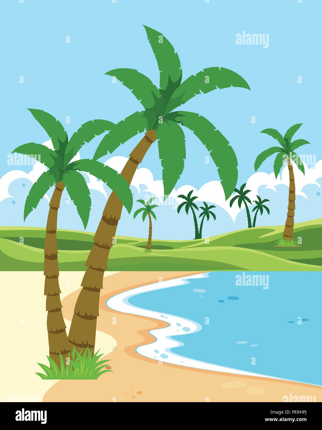 A beautiful beach landscape illustration Stock Vector Image & Art - Alamy
