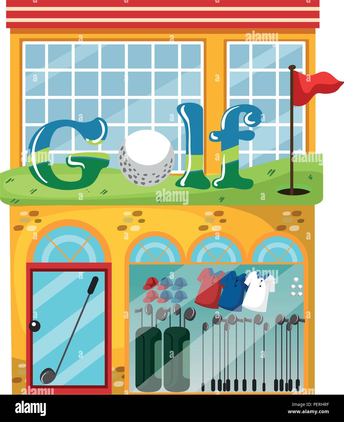 A golf shop on white background illustration Stock Vector Image & Art ...