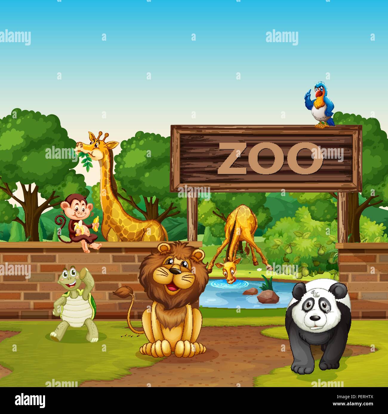 Animals in the zoo illustration Stock Vector Image & Art - Alamy