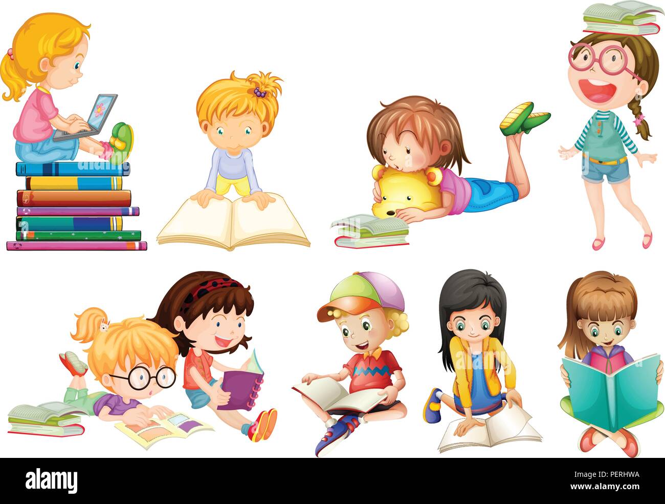 A set of kids study on white background illustration Stock Vector Image ...