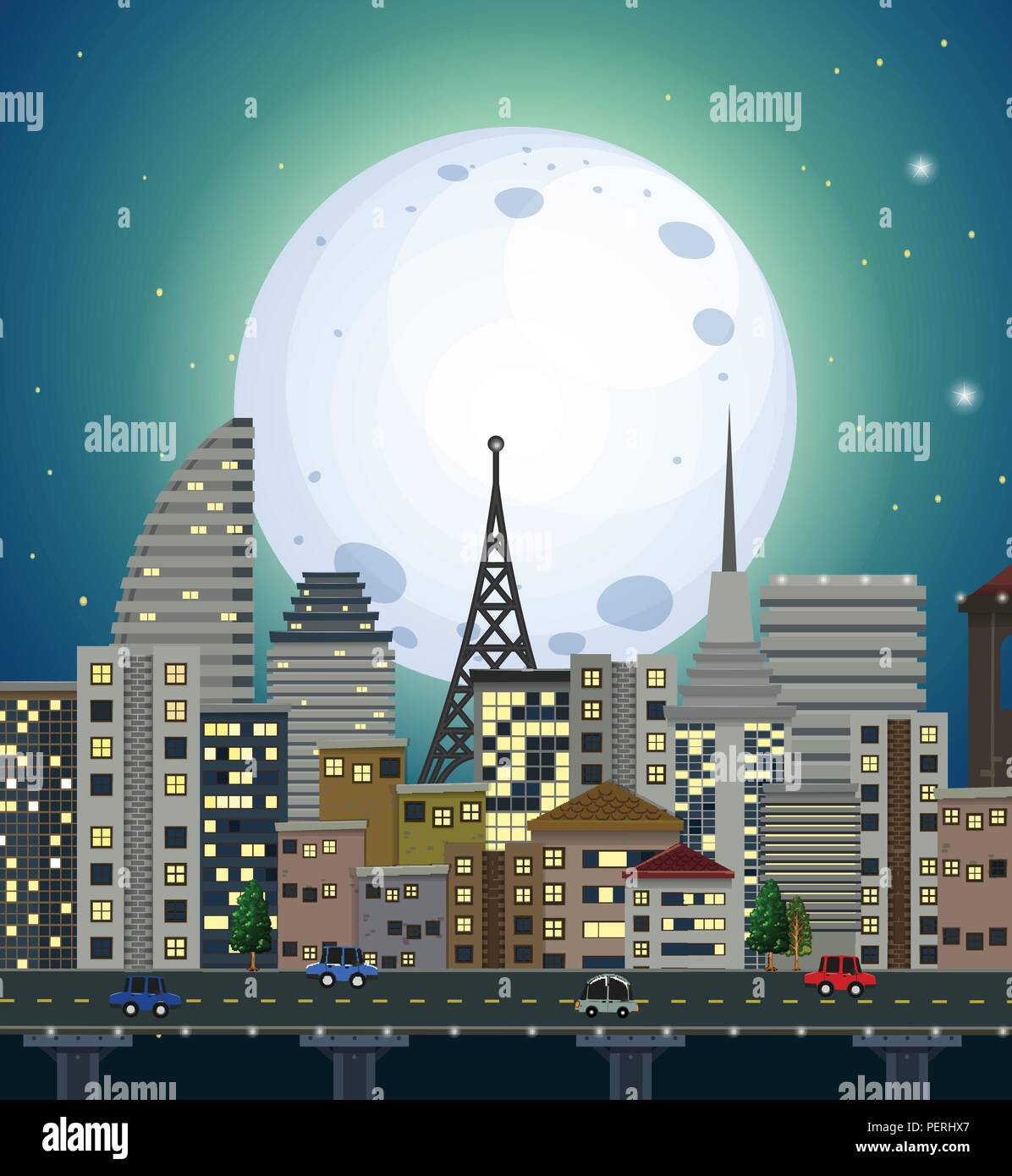 An urban night view illustration Stock Vector Image & Art - Alamy