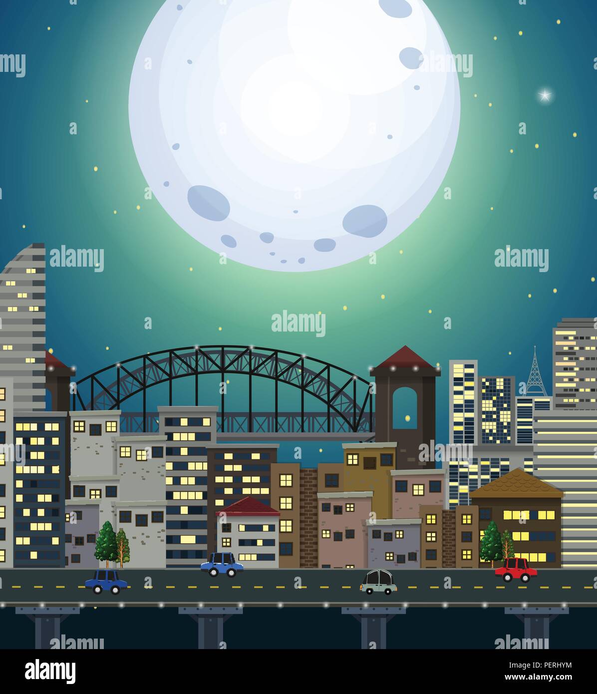 Downtown city traffic bridge Stock Vector Images - Alamy