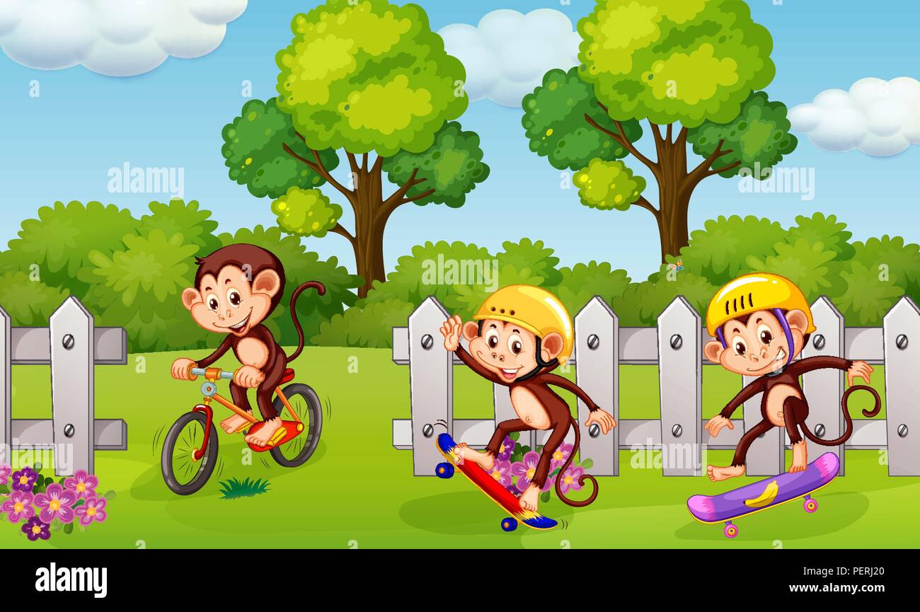 A group of playful monkey illustration Stock Vector Image & Art - Alamy