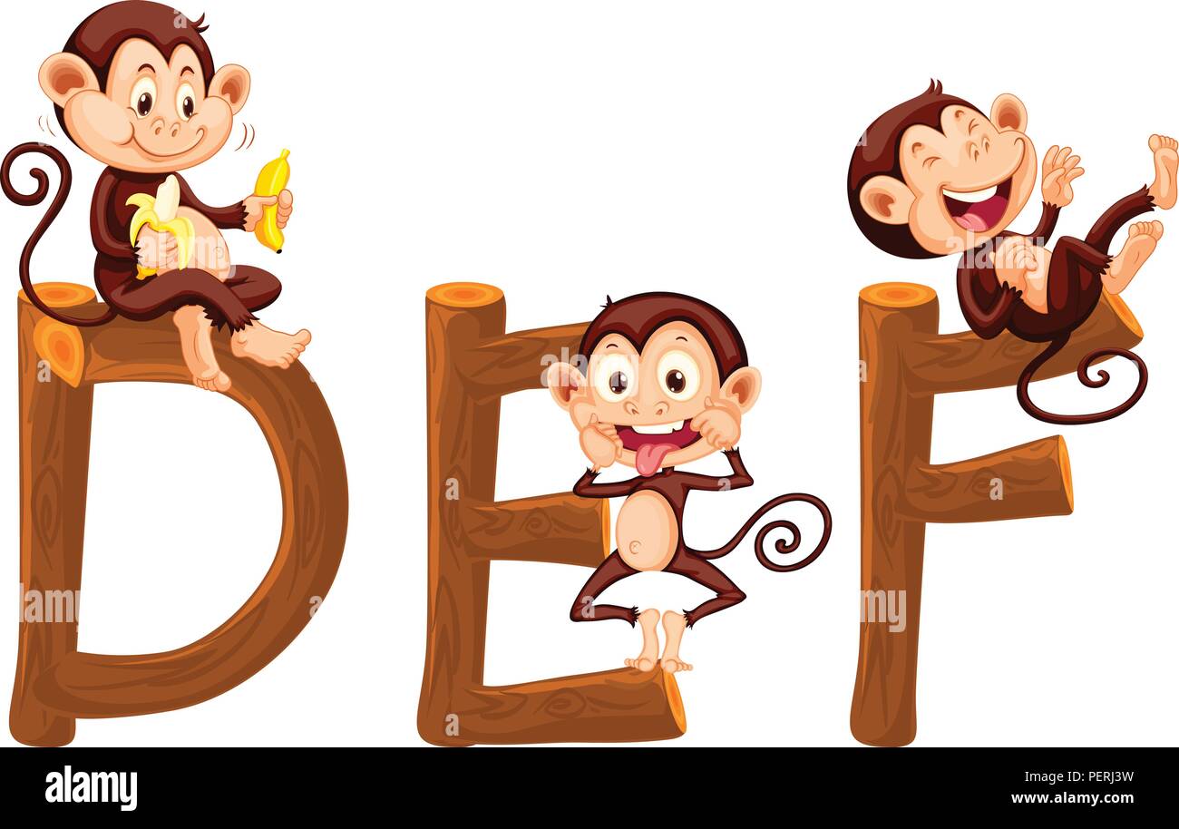 Monkeys on english alphabet illustration Stock Vector Image & Art - Alamy