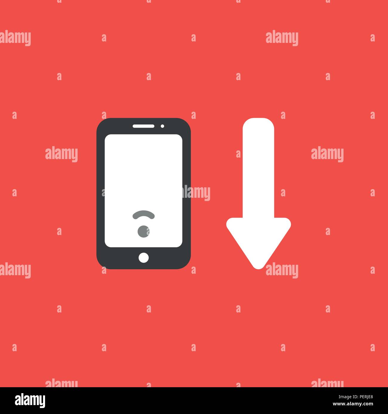 Flat vector icon concept of low wireless wifi symbol inside smartphone ...