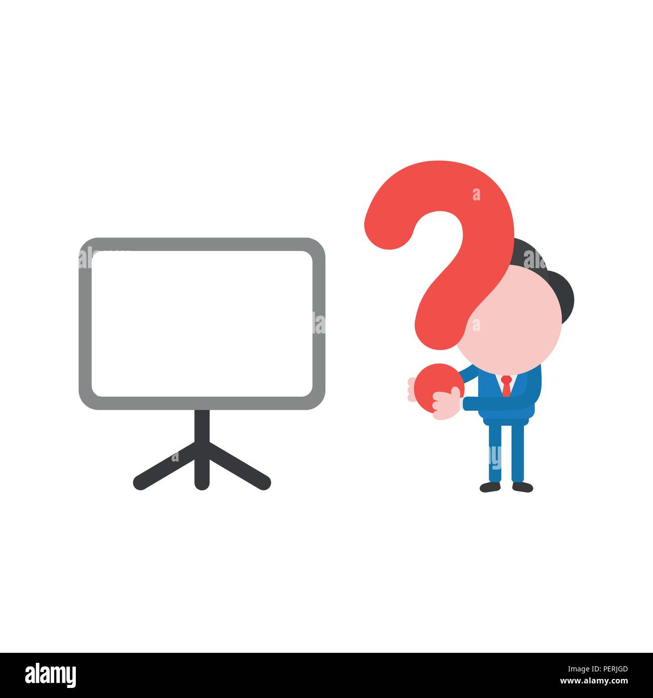 Vector illustration businessman character with blank presentation chart ...