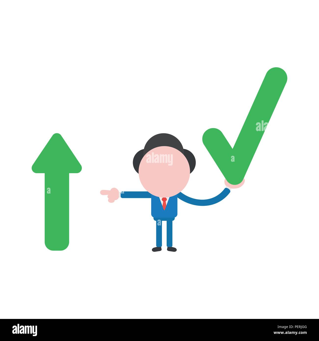 Vector illustration businessman character holding check mark and ...