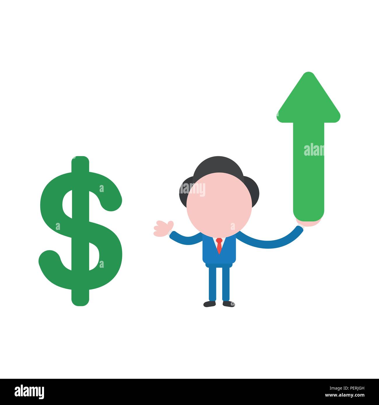 Vector illustration businessman character holding arrow moving up and ...