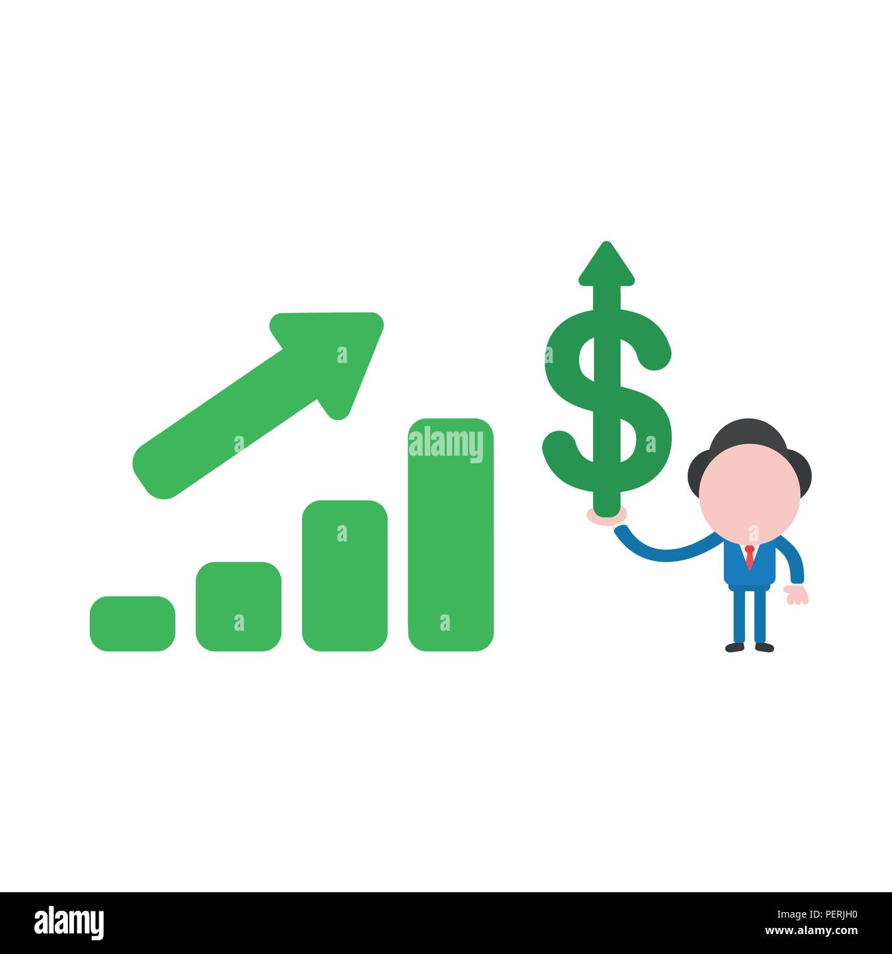 Vector illustration businessman character with sales chart moving up ...